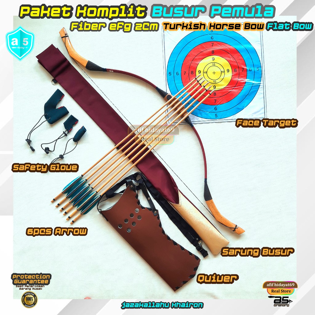 Jual Busur Fiber Flat Pemula Dewasa 25lbs-35Lbs Paket Komplit Olah Raga ...