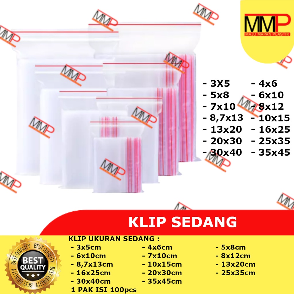 Jual [100 pcs] Plastik Klip 11x17 - 13x20 - 16x25 - 20x30 - 25x35 ...