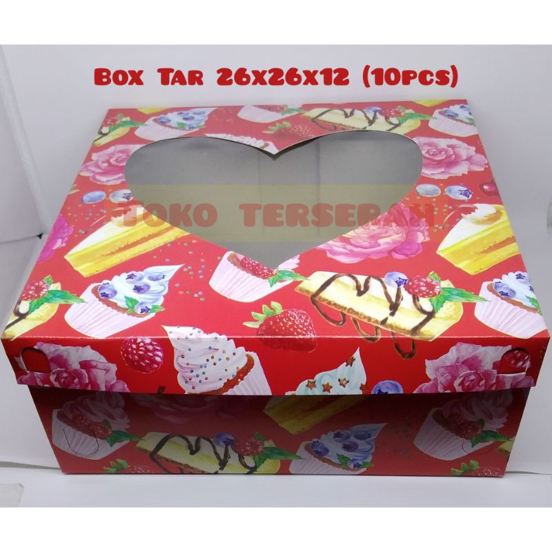 Jual Box Tar / Box Bolu Murah / Box Tar Motif Warna Hati UK 26x26x12 ...