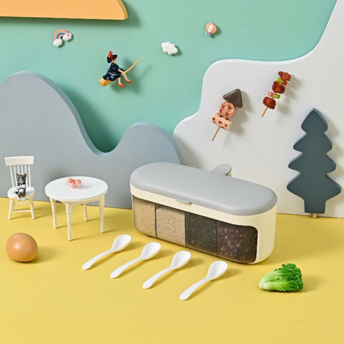 Jual Rak Holder Tempat Bumbu 4 Sekat Wadah Garam Sasa Gula | Shopee ...