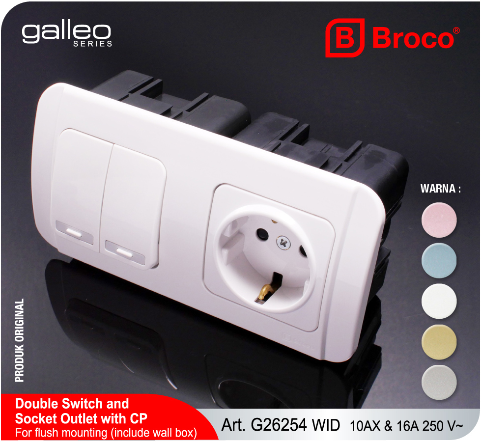 Jual Broco Electrical Galleo G26254 (B) Saklar Seri + Stop Kontak CP ...