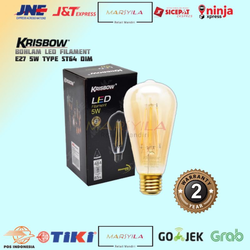 Jual BOHLAM LAMPU LED FILAMENT 5 WATT ST64 KRISBOW | Shopee Indonesia