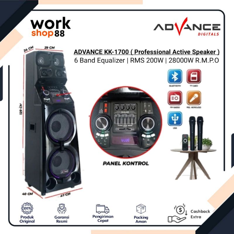 Jual Baru Advance KK-1700 (12 Inci x2) Speaker Aktif Panel Control RMS ...