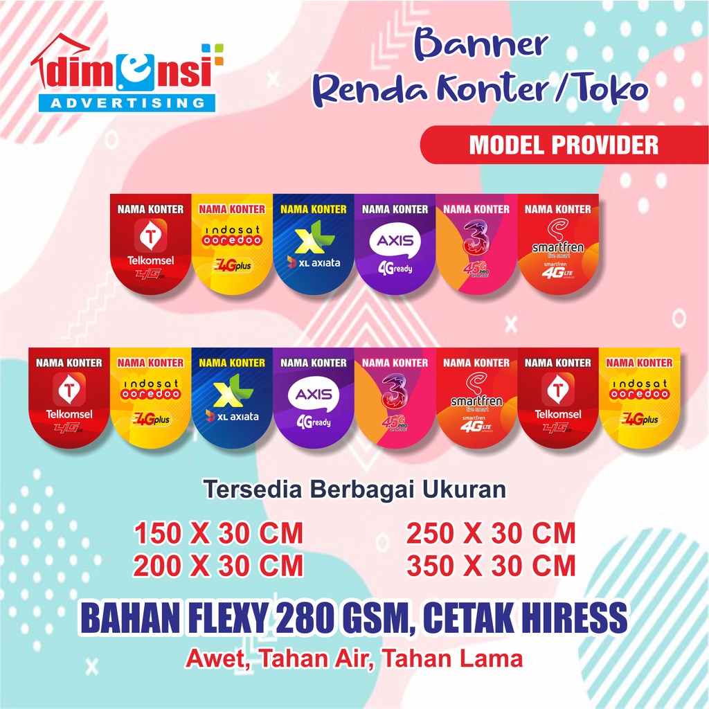 Jual Banner Renda Konter / Spanduk Renda Konter Murah - DIMENSI ADV | Shopee Indonesia