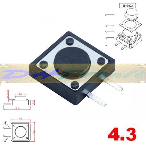 Jual 5 Pcs Tactile Tact Switch PCB Momentary 12x12 4.3mm Push Button ...