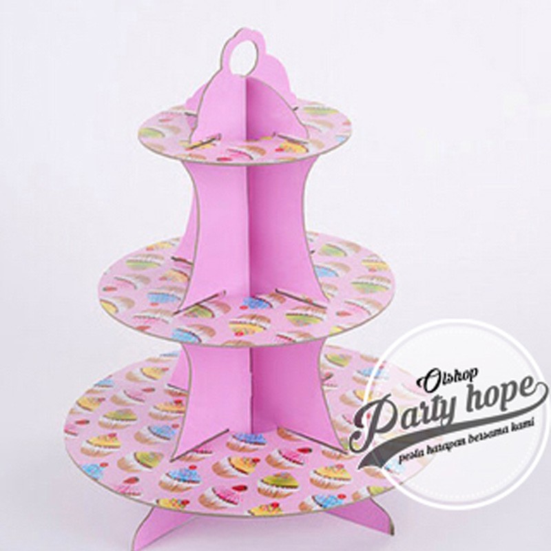Jual cupcake stand pink motif kue / tier cupcake / stand cupcake pink motif kue | Shopee Indonesia