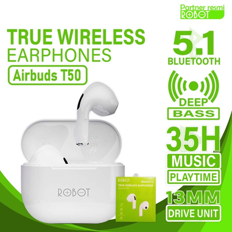 Jual Headset Bluetooth Airbud Robot T50 TWS Deep Bass | Shopee Indonesia