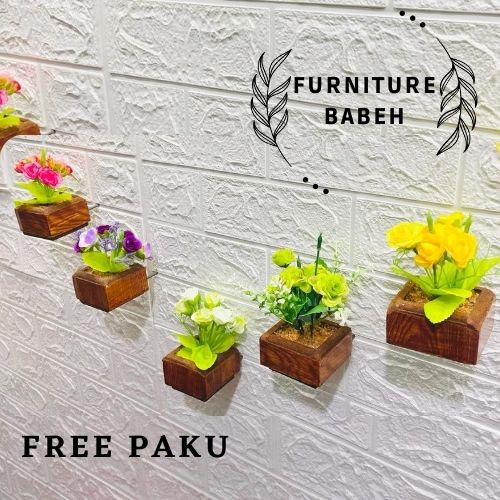 Jual FURNITURE HIASAN RANGKAIAN BUNGA MAWAR MINI SET POT TEMPEL DINDING ...