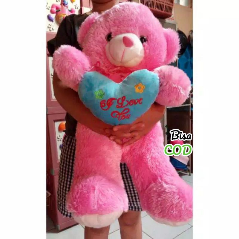Jual BONEKA TEDDY BEAR LOVE UKURAN XL PINK | Shopee Indonesia
