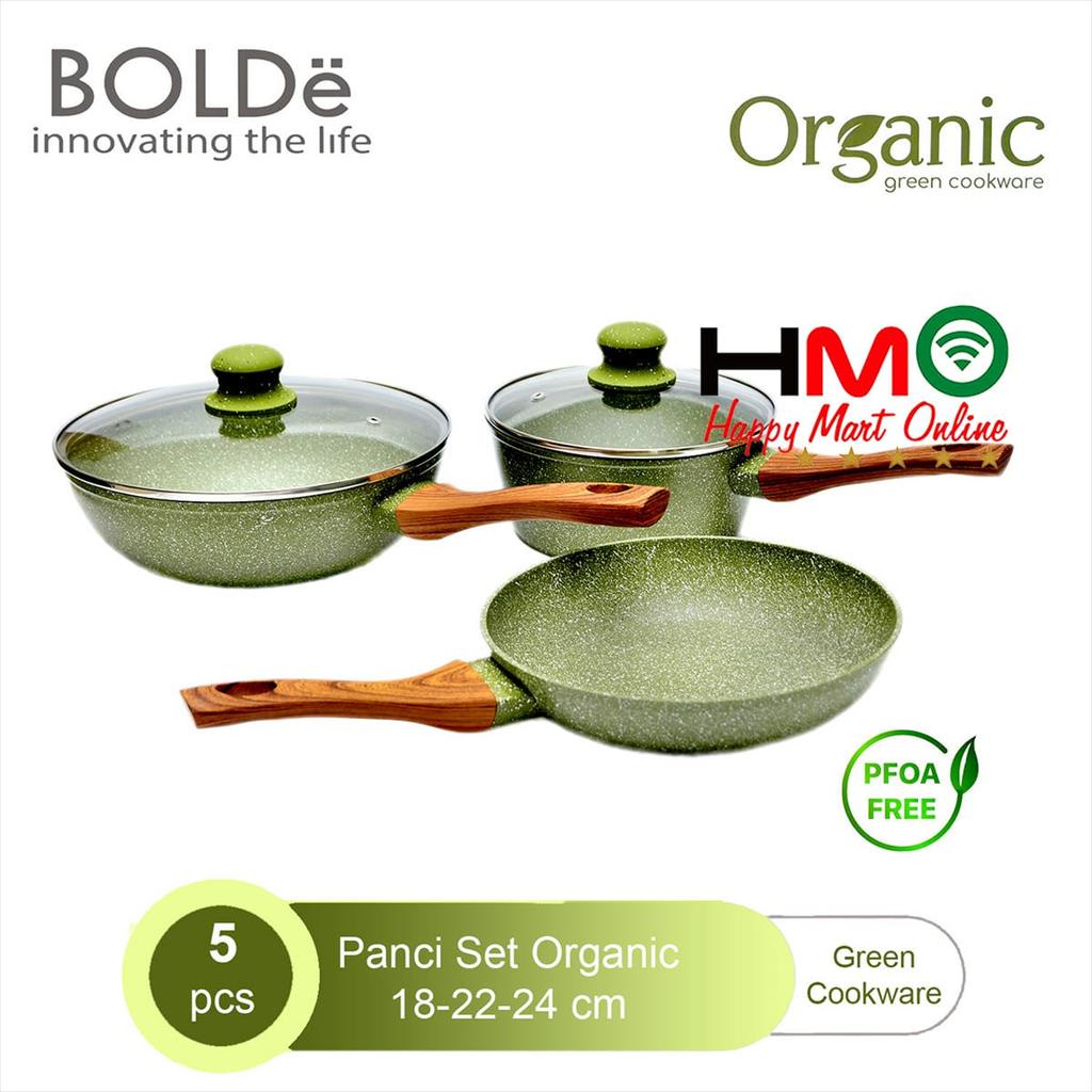 Jual Bolde Organic Green Pan Set 5 Pcs Panci Wajan Anti Lengket Bolde ...
