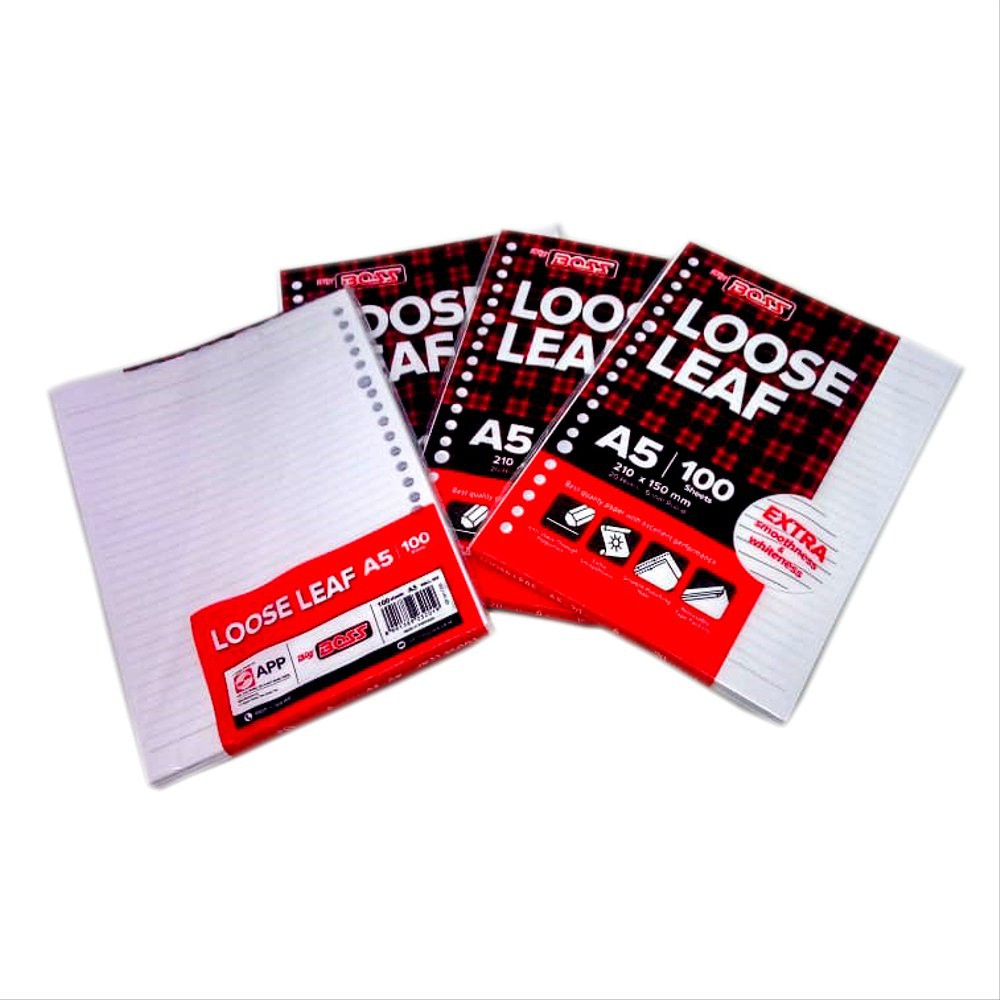 Jual Loose Leaf / Kertas Binder A5 isi 50 & 100 sheets BIG BOSS putih bergaris | Shopee Indonesia