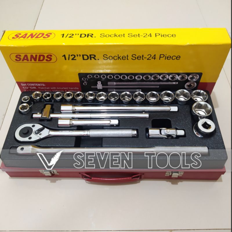 Jual Kunci shock 24 pcs Set socket 1/2" full lengkap socket Tool kit ...