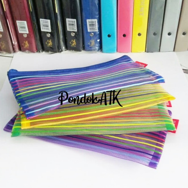 Jual Kotak Pensil Jaring-jaring Warna Map Zipper Jaring A6 | Shopee ...