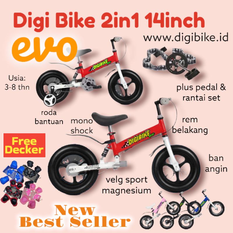 Jual New Digi Bike Evo Balance Bike 14 Inch 2in1 Bisa Pasang Pedal | Shopee Indonesia
