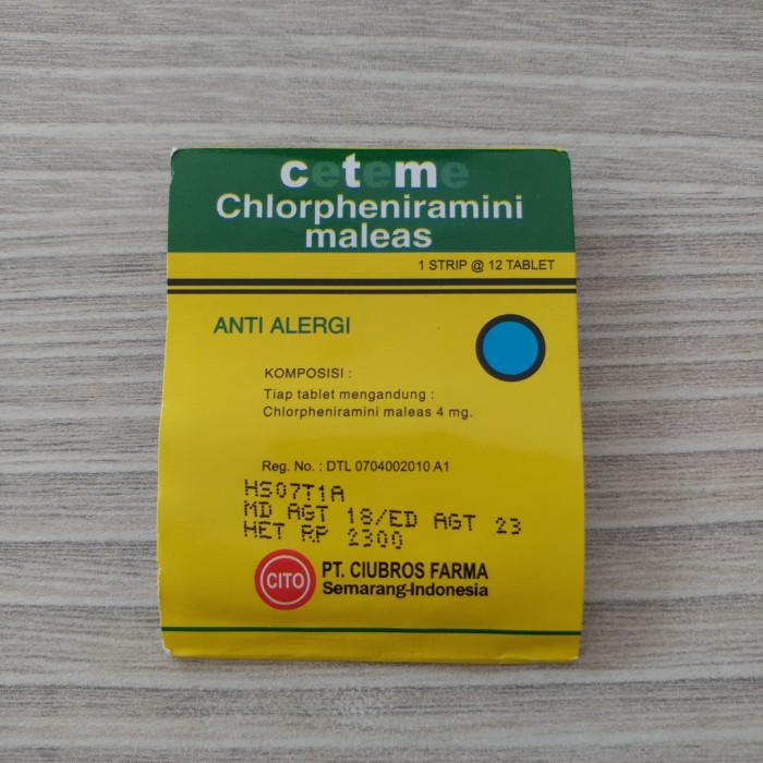 Jual CTM STRIP/12 TAB|Meredakan Gejala Alergi|Chlorpheniramine Maleate ...