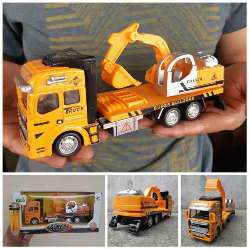 Jual Diecast Truck Excavator Alloy - Mainan Miniatur Mobil Truk Beko ...