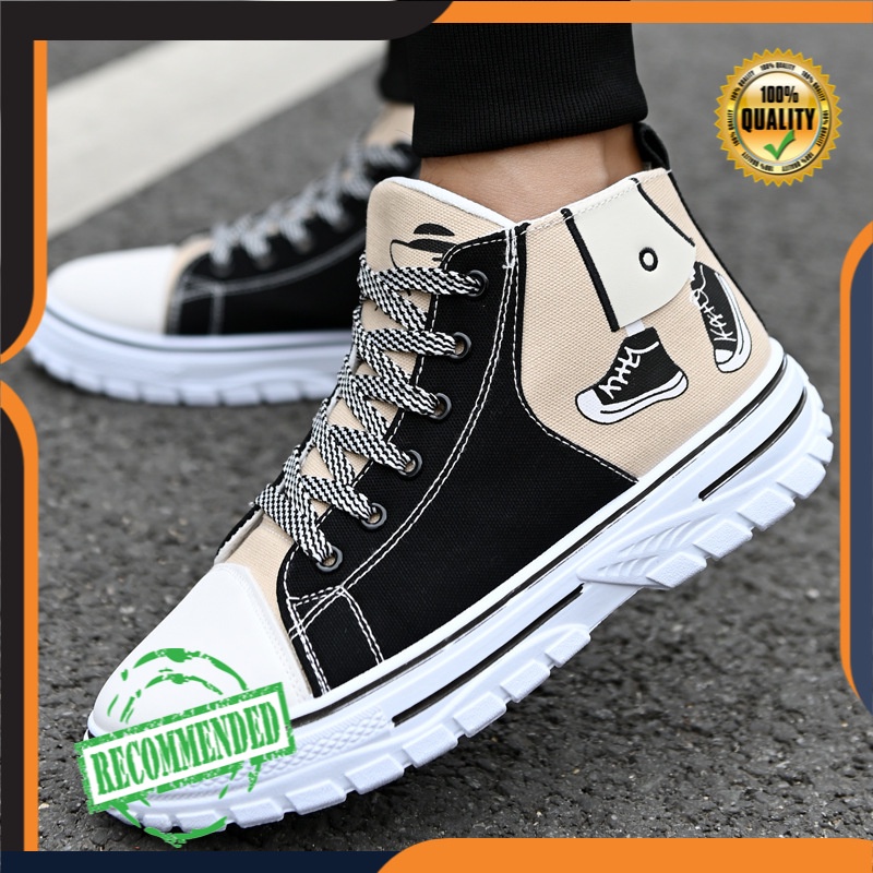 Jual Sepatu Pria 2021 Kartun Tide Sepatu Sepatu Tinggi Kanvas Sepatu ...