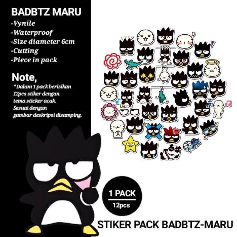 Jual sticker badbtz maru 12 sampai 15 pcs harga 6.000 | Shopee Indonesia