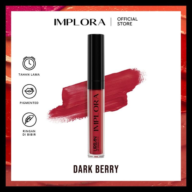 Jual Implora Urban Lip Cream Matte Original - Dark Berry | Shopee Indonesia