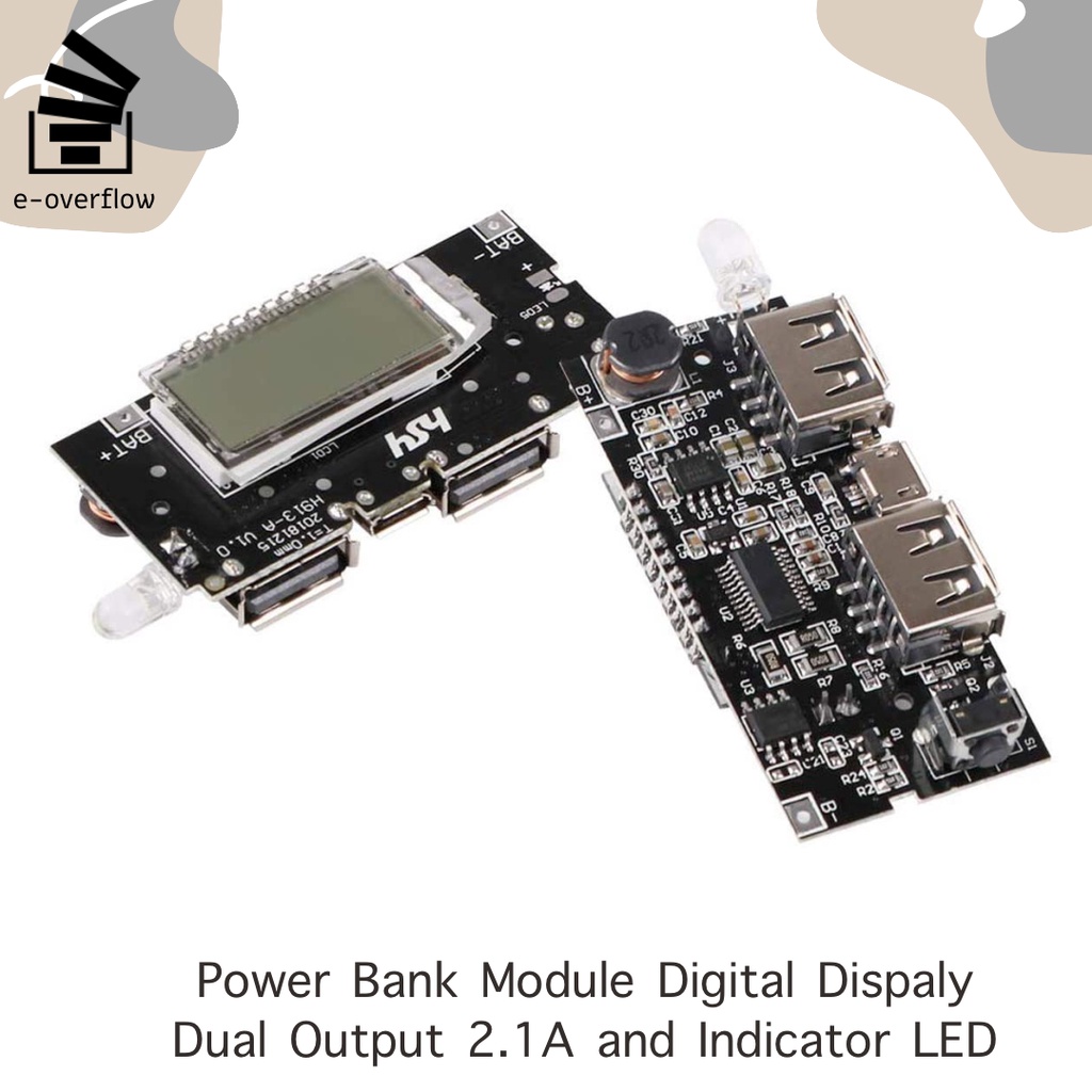 Jual Dual USB 5V 1A 2.1A DIY Power Bank Modul Baterai 18650 Digital ...