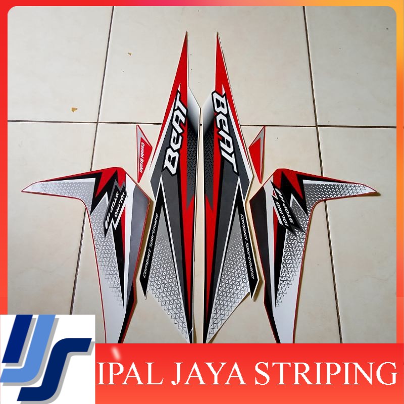 Jual stiker striping motor honda Beat Fi Iss 2018 Putih-Merah | Shopee ...