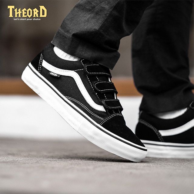 Jual Vans Old Skool Pro Velcro Black White | Shopee Indonesia