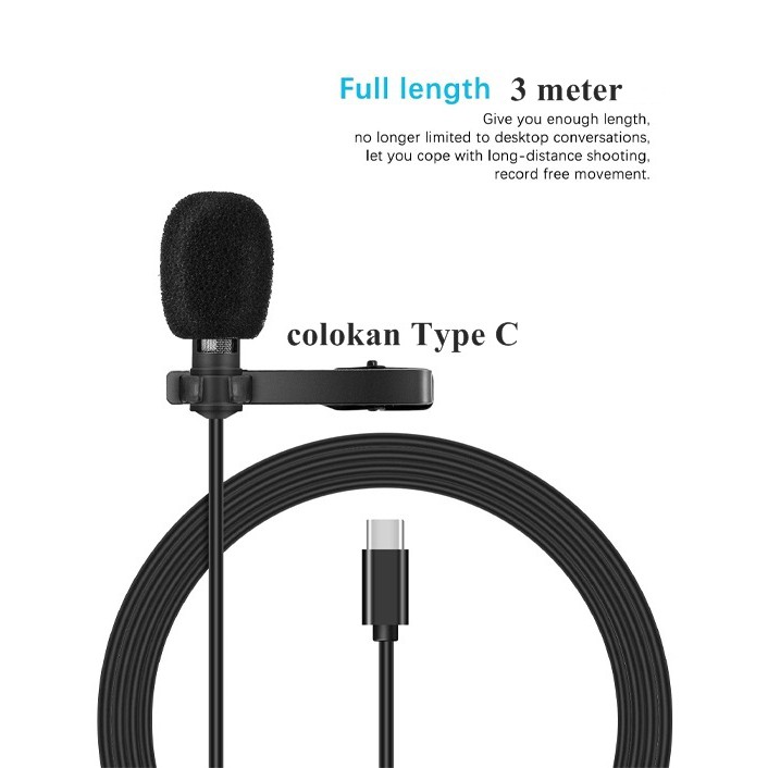 Jual Mic youtuber Mikrofon Youtuber Mic Clip-on Type-c 3m Untuk Android ...