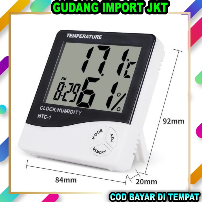 Jual Alat Pengukur Suhu Ruangan Termometer hygrometer Ruang Digital Jam ...
