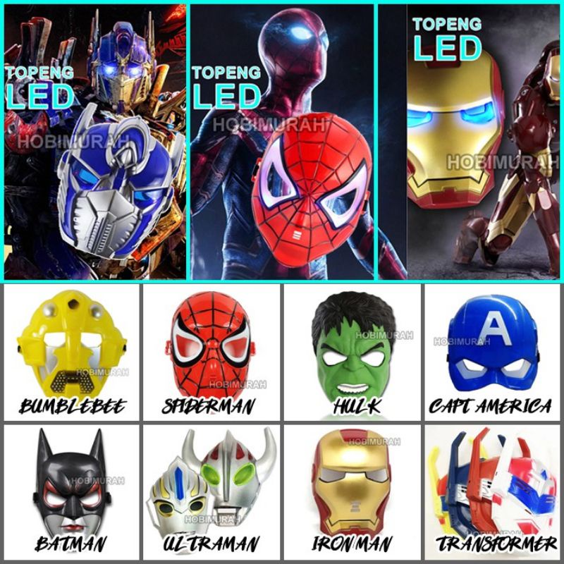 Jual TOPENG KARAKTER LED FULL COLOR TOPENG SPIDERMAN PLASTIK MURAH ...