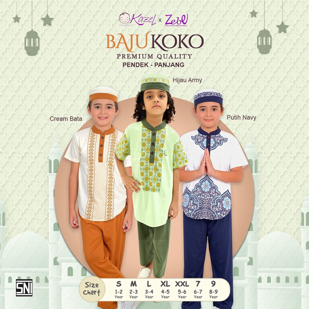 Jual Kazel x Zebe Baju Koko + Peci (1 Set) | Shopee Indonesia