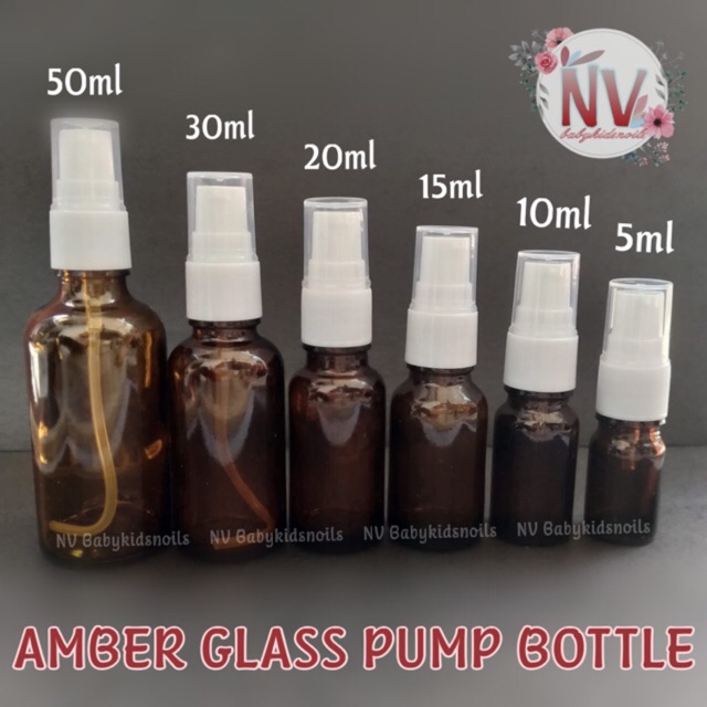 Jual BOTOL PUMP KACA AMBER TEBAL / BOTOL KACA PUMP 5ml 10ml 15ml 20ml 30ml 50ml / BOTOL PUMP ...