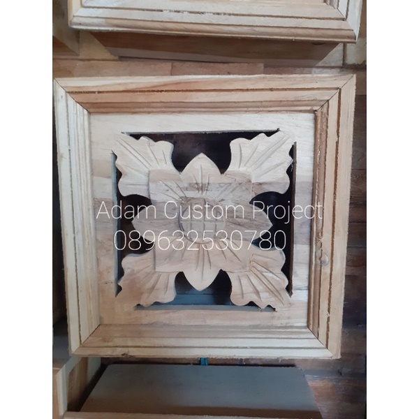 Jual Loster Ukir Kayu Jati Motif Mawar 4 / Loster Ukir Kayu 24 x 24 ...