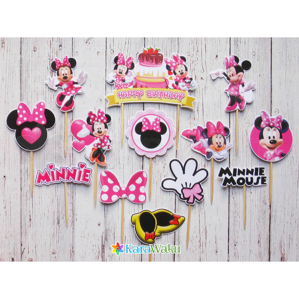 Jual Minnie Mouse Birthday Cake Topper - Hiasan Dekorasi Tusukan Kue ...