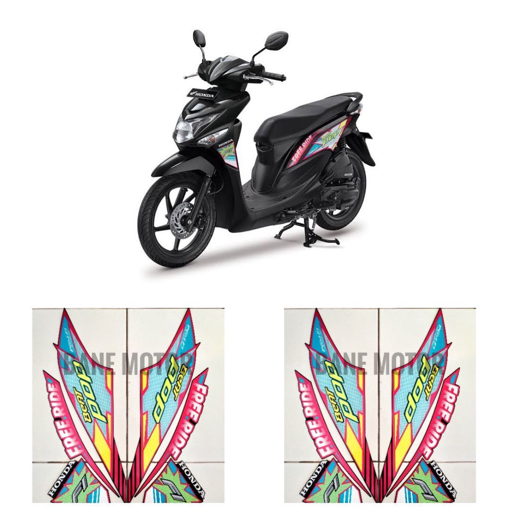 Jual stiker Honda beat pop hitam pink - striping - stiker body Honda ...
