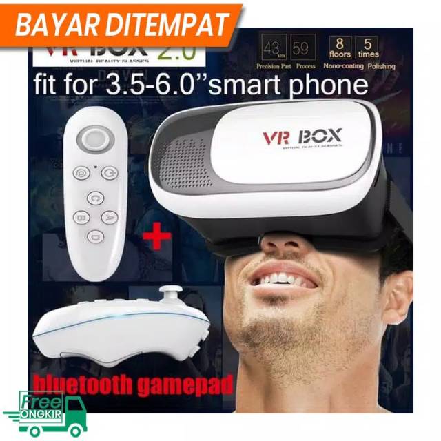 Jual VR BOX With Remote Bluetooth Virtual 3D Reality Glasses VR BOX ...