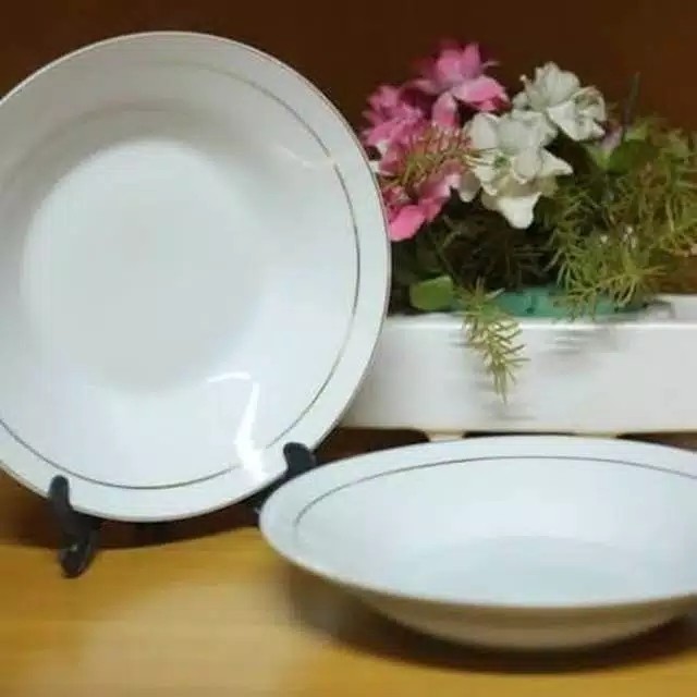 Jual Piring Makan Keramik Motif List Mas 9 Inch SATUAN | Shopee Indonesia