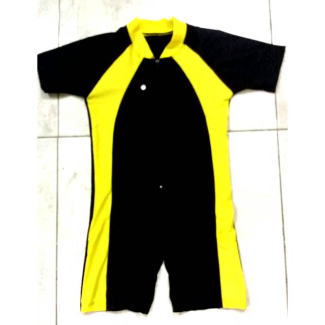 Jual Baju Renang Diving Anak SD Hitam List Kuning | Shopee Indonesia