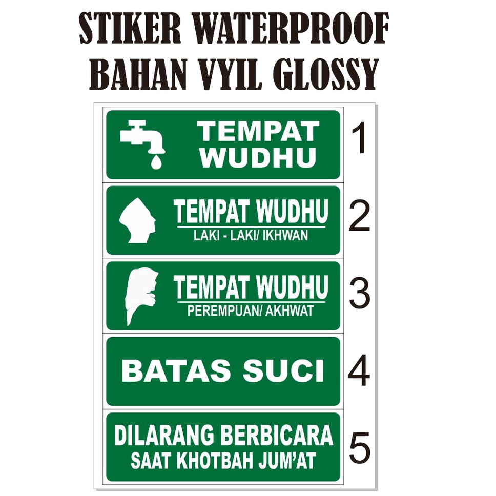 Jual Stiker tempat wudhu waterproof / stiker sign tempat wudhu / stiker ...