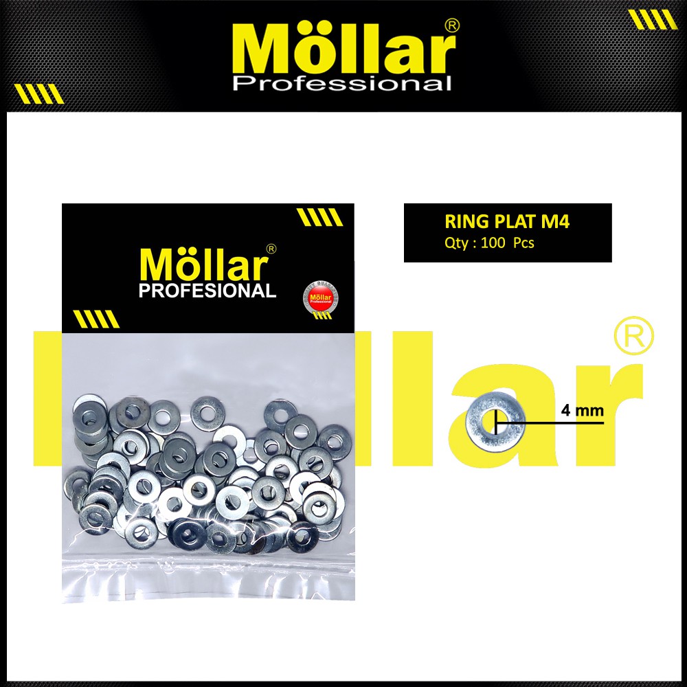 Jual MOLLAR 93-071 Ring Plat M4 Besi Flat Washer Baut JP M 4 - 100 pcs ...