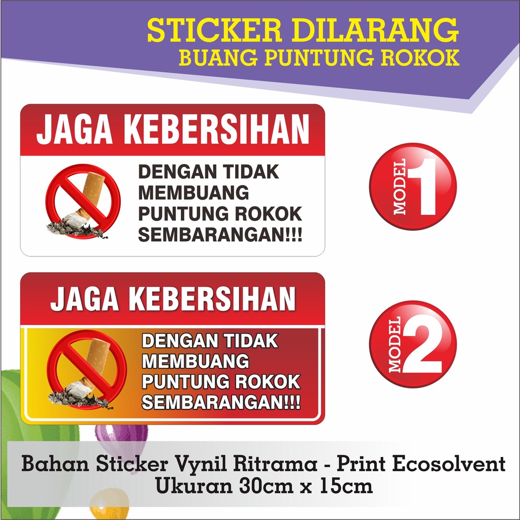 Jual Sticker Larangan, Stiker Dilarang Buang Puntung Rokok Sembarangan ...