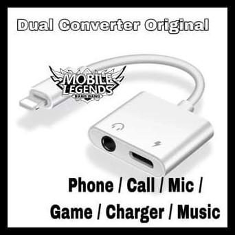 Jual Dual Connector Iphone 7 8 X Xs 11 Lightning And Jack 3.5Mm Open ...