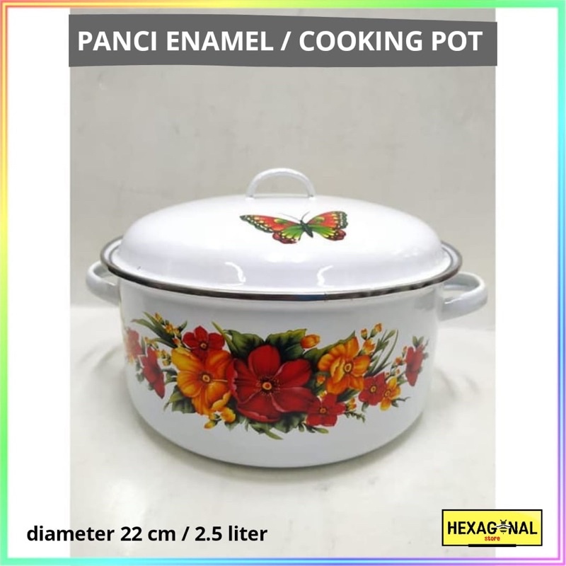 Jual Panci Enamel / panci memasak / rebus ( Cooking Pot ) 22 Cm ...