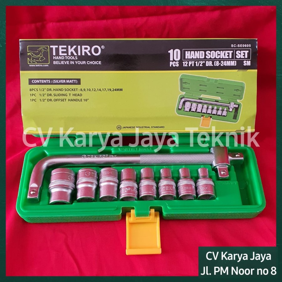 Jual Kunci Sok Set 10 pc 12PT Tekiro / Hand Socket 10 pcs 1/2" [8-24]MM ...