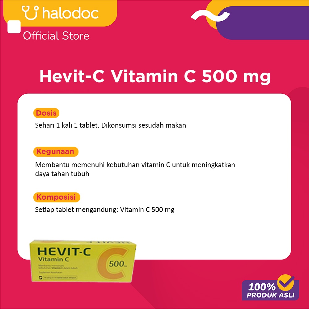 Jual Hevit-C Vitamin C 500 mg 10 Tablet | Shopee Indonesia