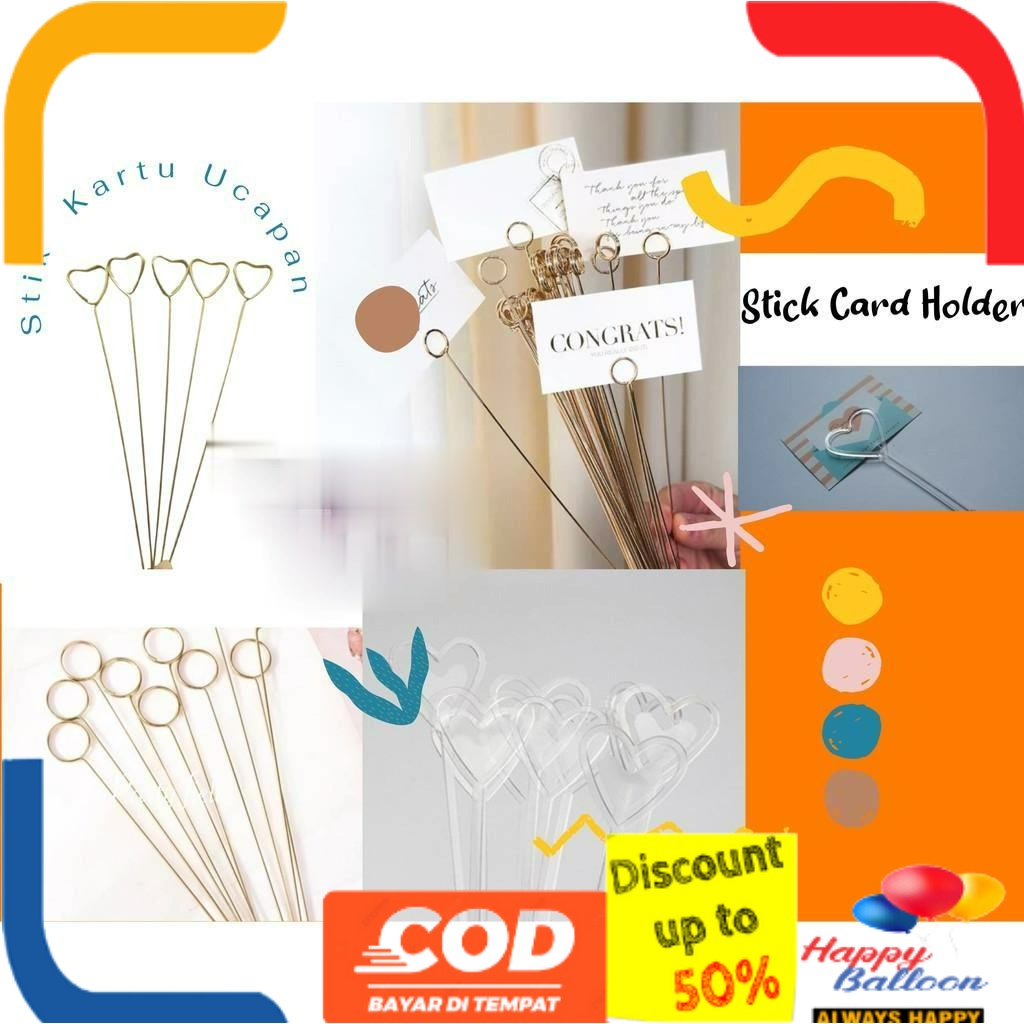 Jual Stick Card Holder Plastick Stik Kartu Ucapan Bening Besi plastik ...