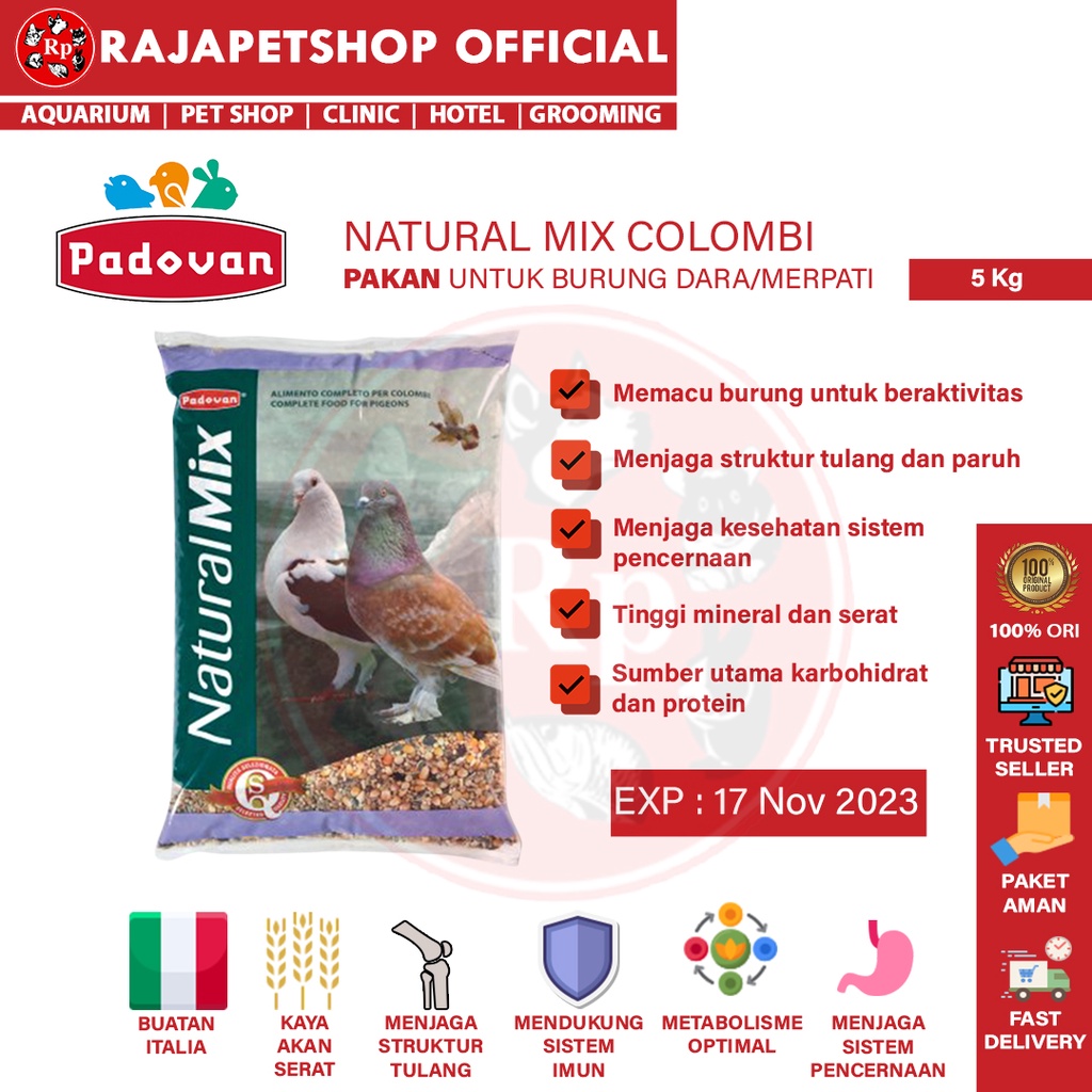 Jual PADOVAN NATURAL MIX COLOMBI MAKANAN BURUNG DARA MERPATI MIX BIJI ...