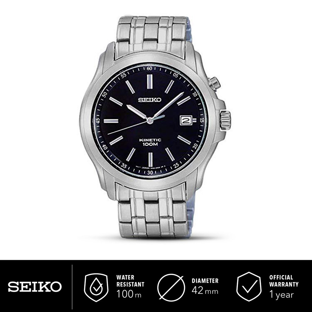 Jual Jam Tangan Pria Seiko Kinetic Black Dial Stainless Steel SKA489P1 ...
