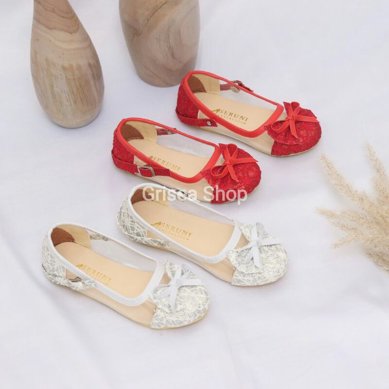 Jual imsima sepatu tali anak brukat merah putih / Sepatu Balet Anak ...