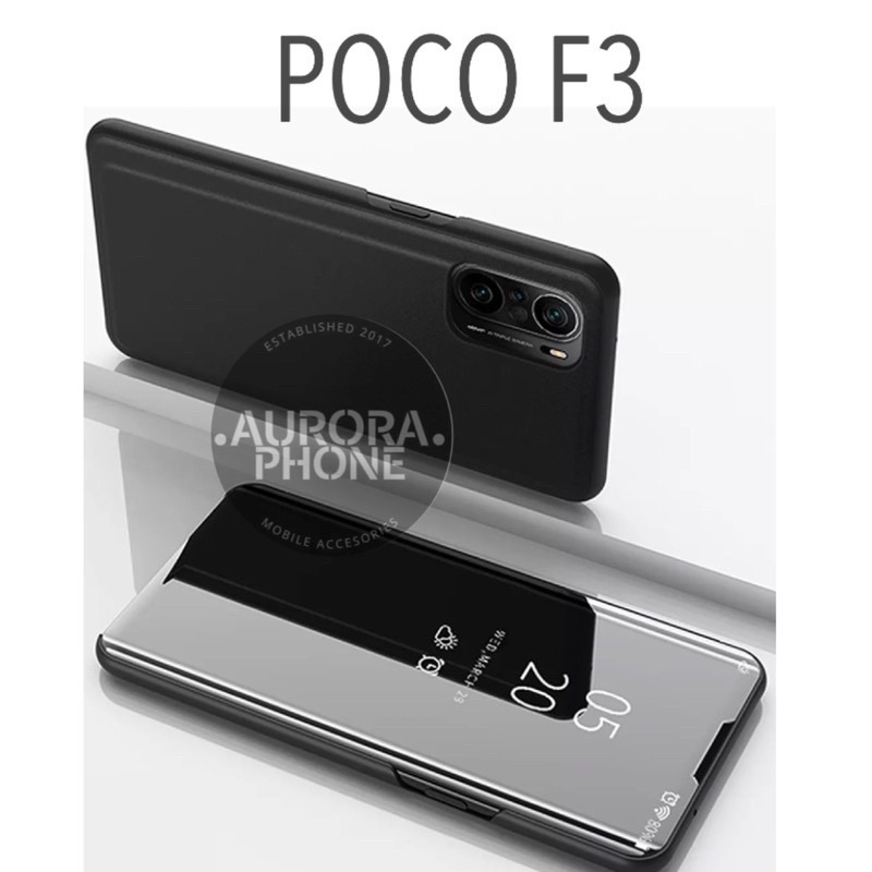 Jual Xiaomi Poco F3 Flip Case Clear View Cover Mirror Standing Smart ...