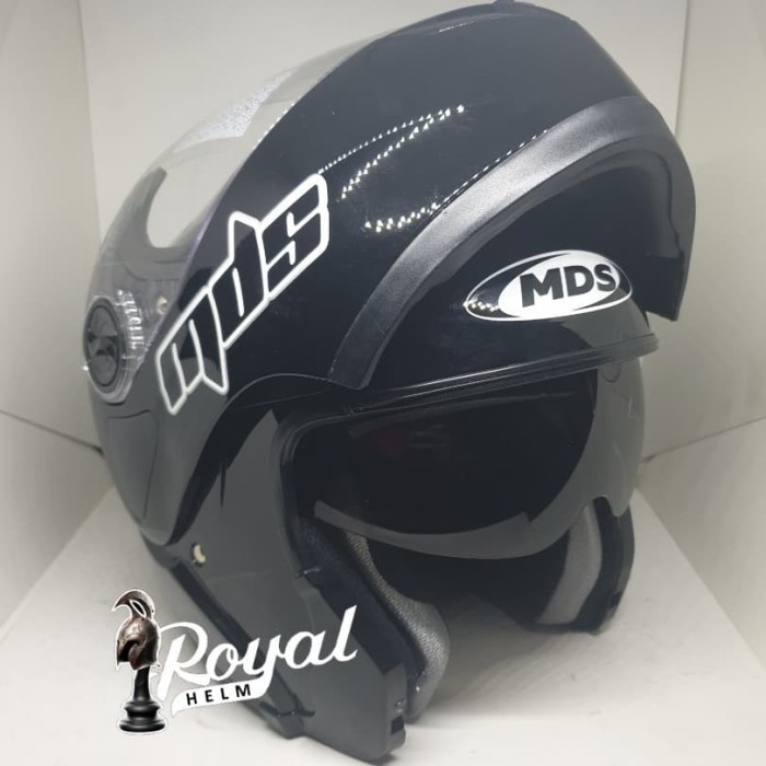 Jual Helm MDS Pro Rider Black Solid Flip Prorider Modular Full Face ...